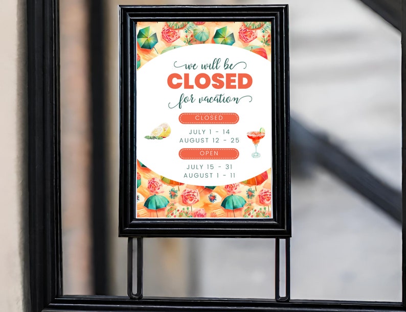 Customizable Shop Closed Sign | Printable | Fillable Shop Sign | Retail ...