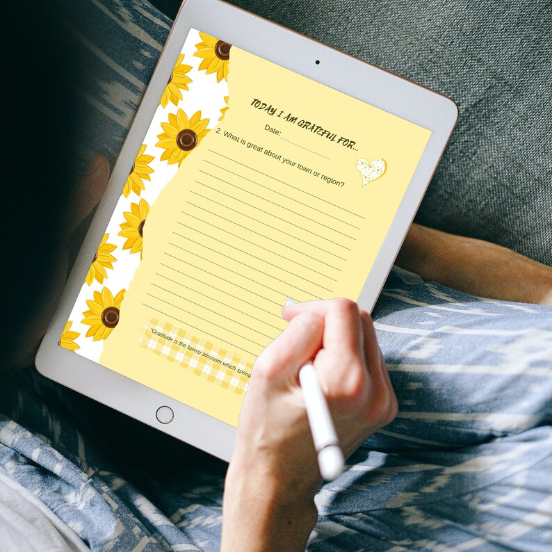 30 Day Gratitude Journal: Sunflowers and Bees Theme (printable PDF) - Etsy
