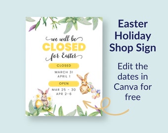 Customizable Holiday Closed Sign | Printable Shop Open Hours | December ...