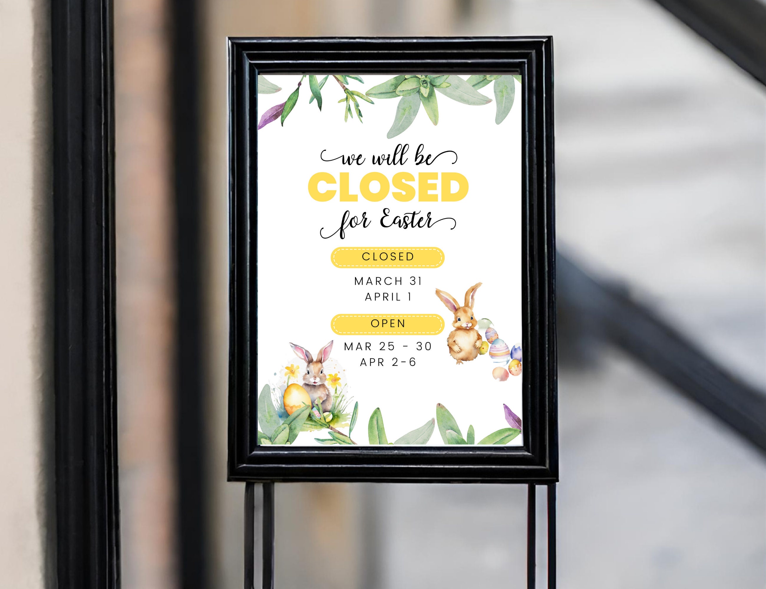 Customizable Holiday Closed Sign | Printable Shop Open Hours | Easter ...