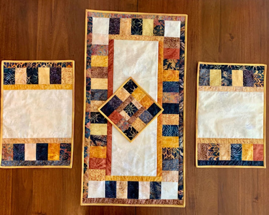 Batik Table Runner, 2 Placemats & 1 Pot Holder - Etsy