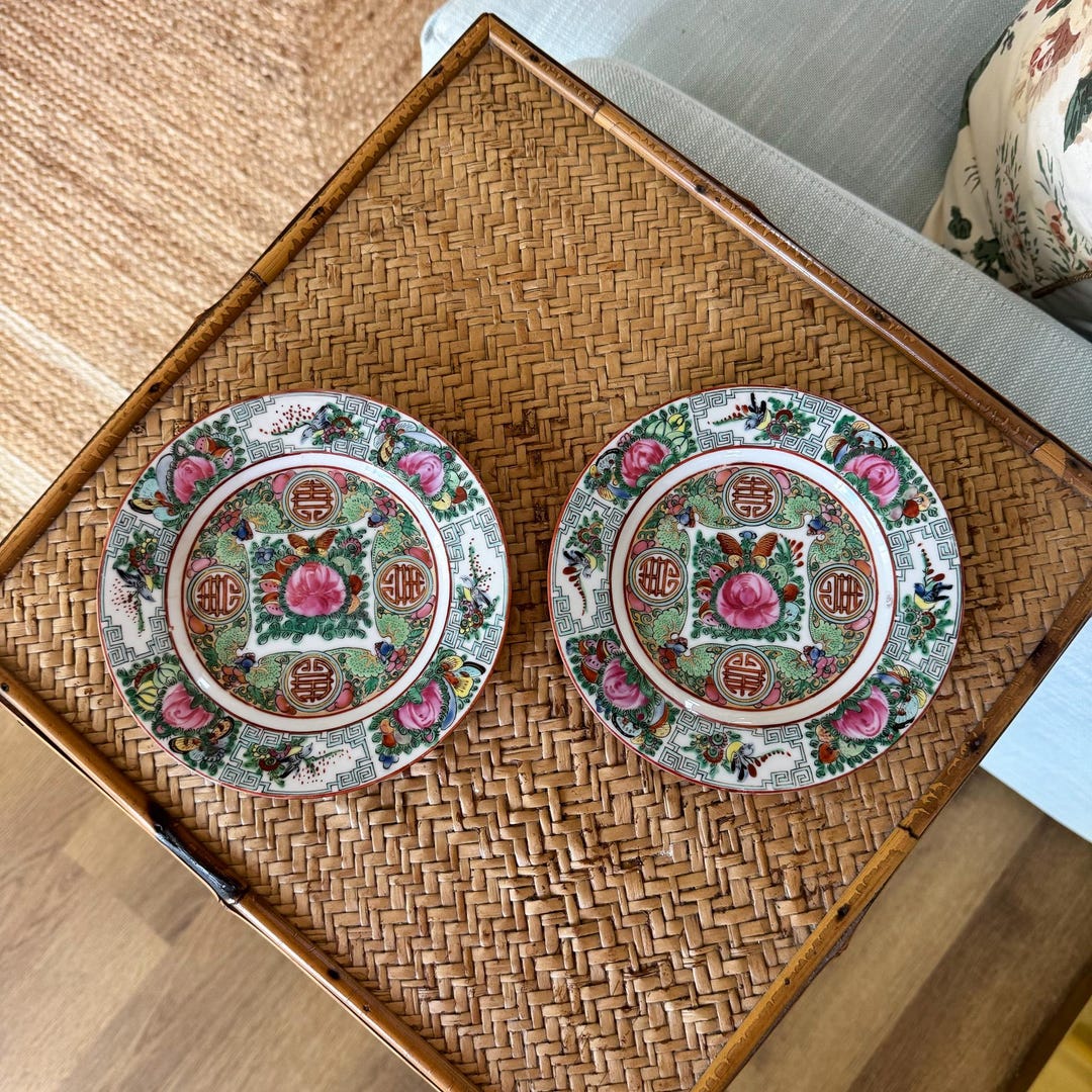 Pair of Antique Small Famille Rose Canton Plates | Famille Rose ...