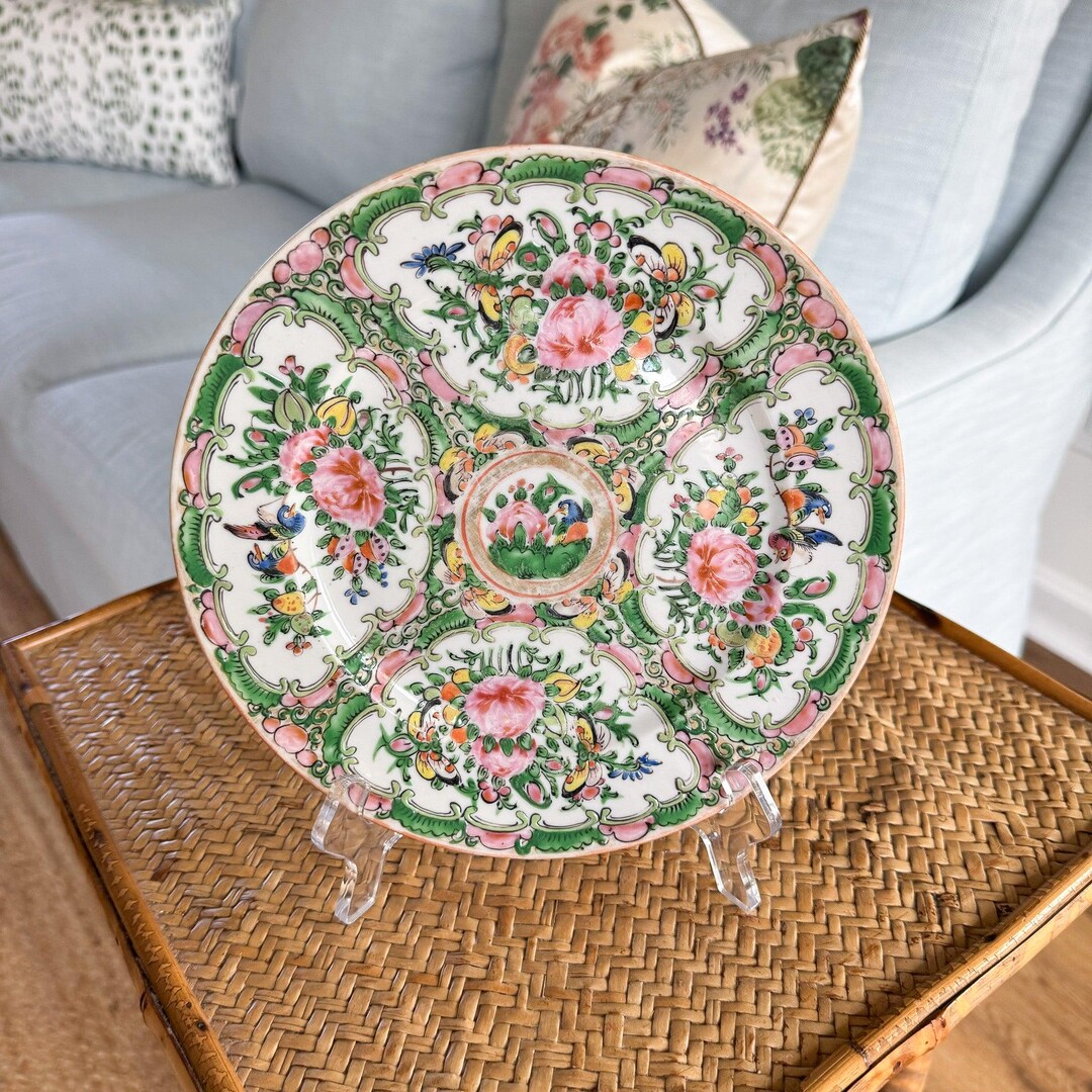 Antique Rose Canton Plate Famille Rose Canton Plate Chinoiserie Chic ...