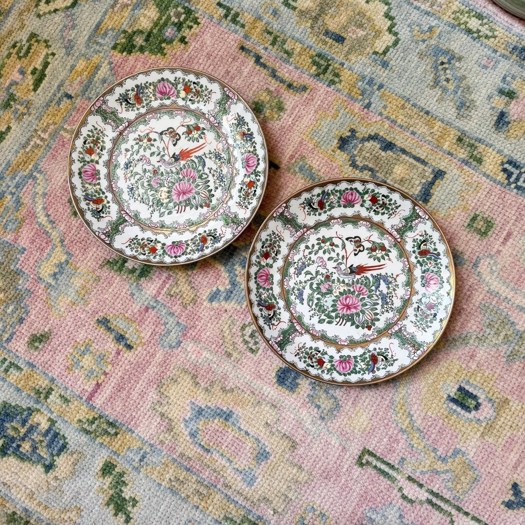 Pair of Famille Rose Canton Plates Rose Canton Plate Wall Chinoiserie ...