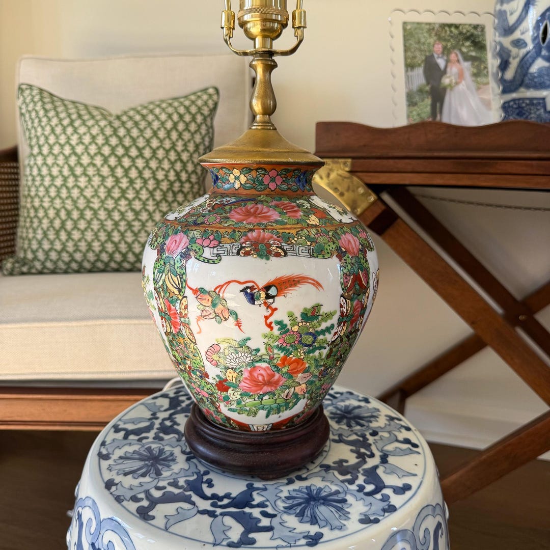 Vintage Famille Rose Canton Lamp | Rose Canton | Chinoiserie Chic ...
