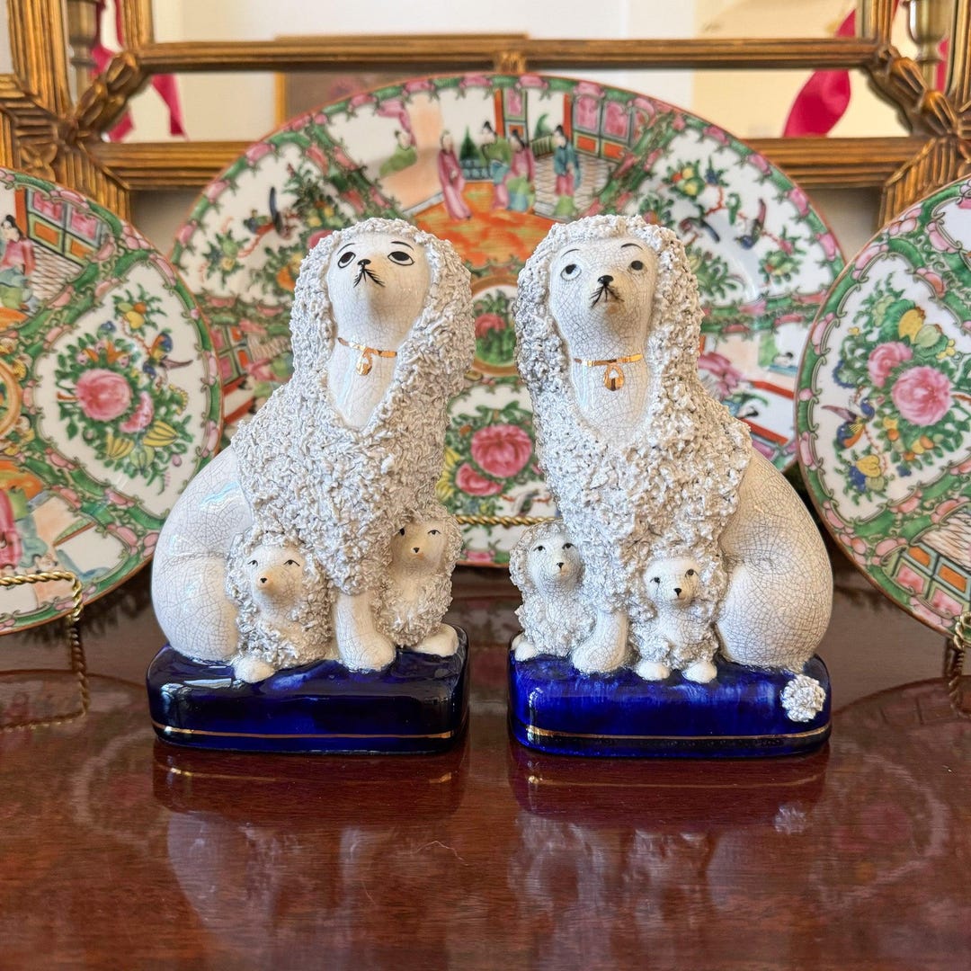 Vintage Pair of Fitz and Floyd Staffordshire Style Confetti Poodles ...
