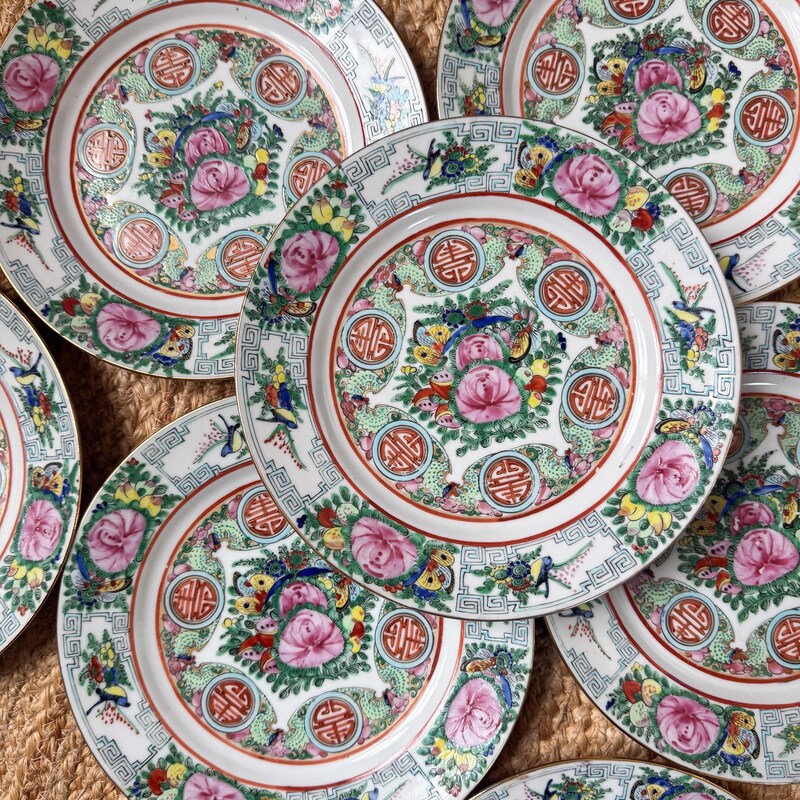 Vintage Pink Rose Plates - Etsy