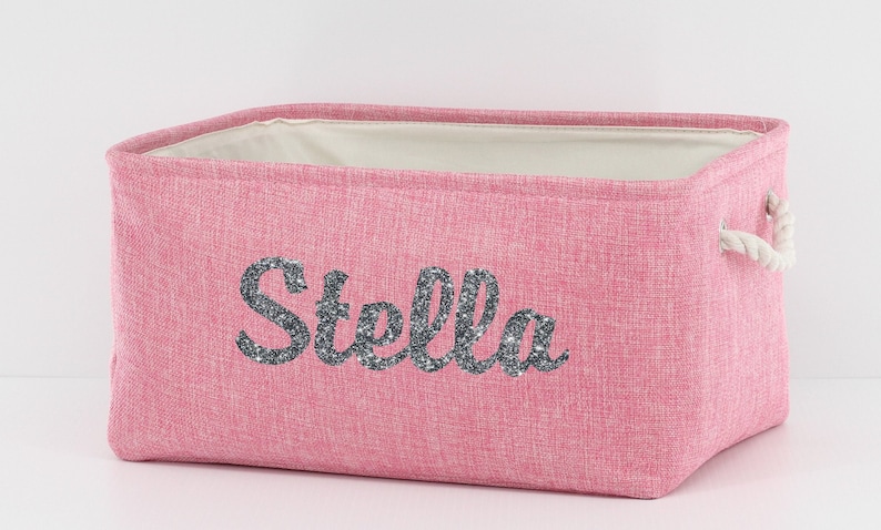 Personalized Storage Basket With Name or Other Word Linen Basket for ...