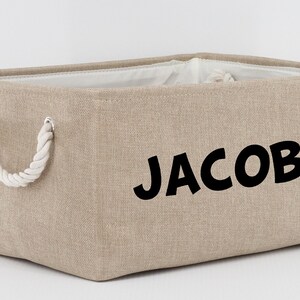 Personalized Storage Basket With Name or Other Word Linen Basket for ...
