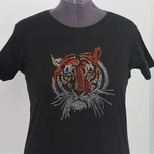 Tiger Rhinestone Shirt Tiger Bling Shirt Ladies Bling Shirt Short or ...