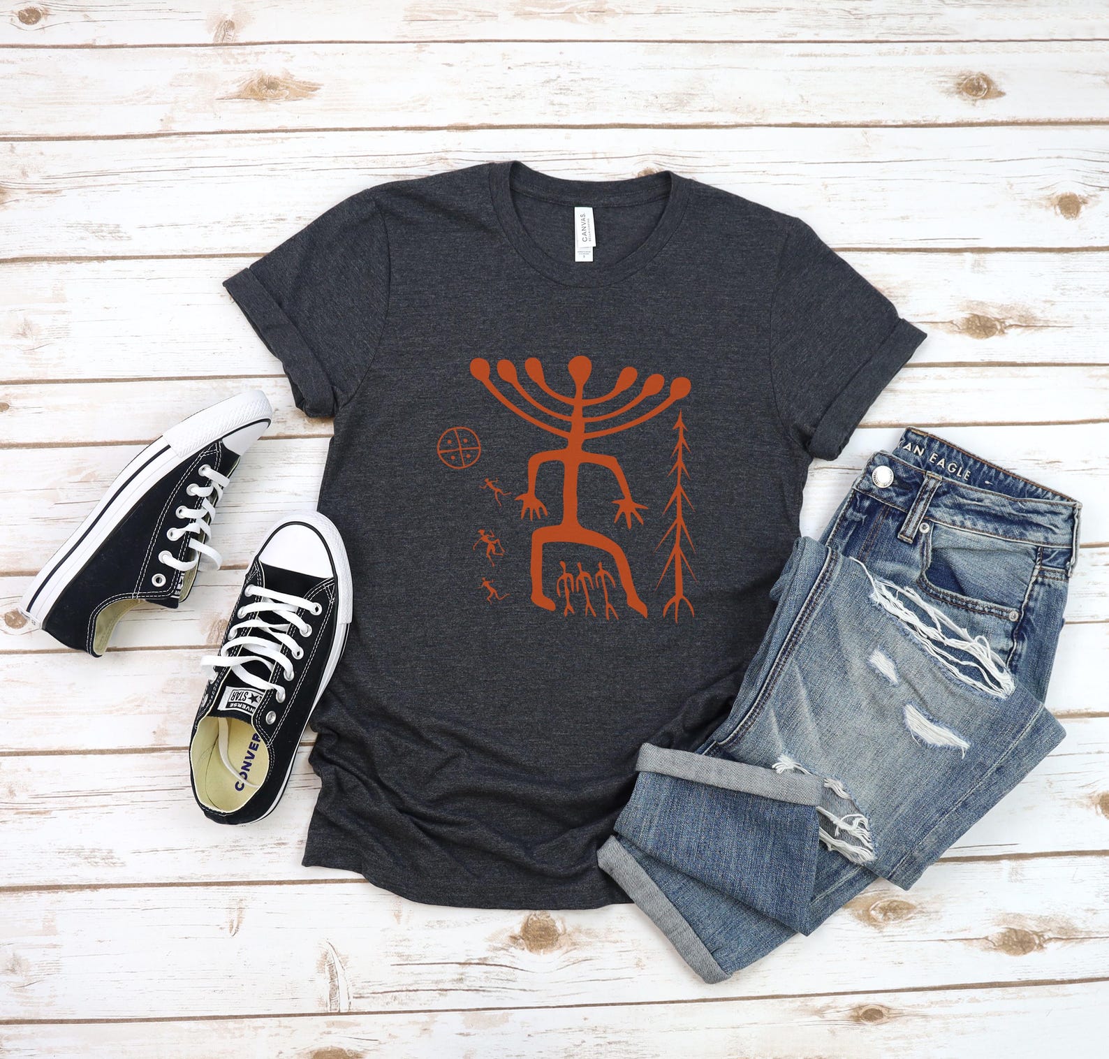 Seven-headed Deity T-shirt: Siberian Petroglyph Shamanic Tee - Etsy