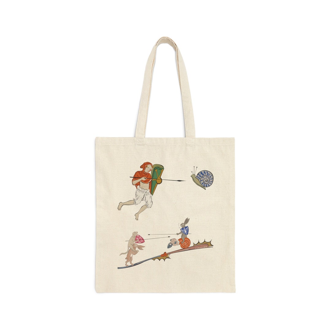 Marginalia Bag Tote Bag Funny Medieval Jousting Bag Snail Knight Rabbit ...