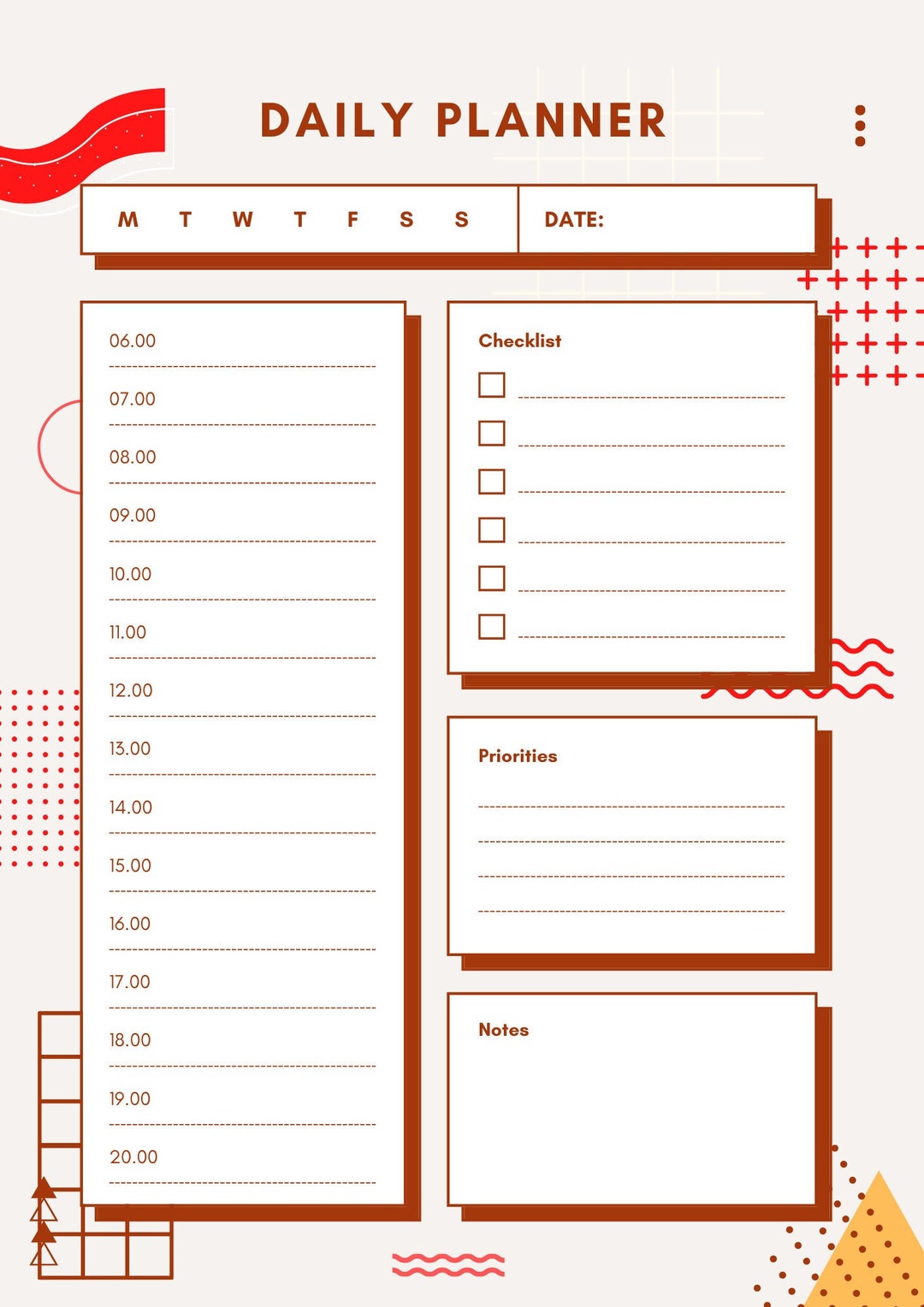 Daily Planner, Daily Digital Planner, Daily Digital Download, Digital ...