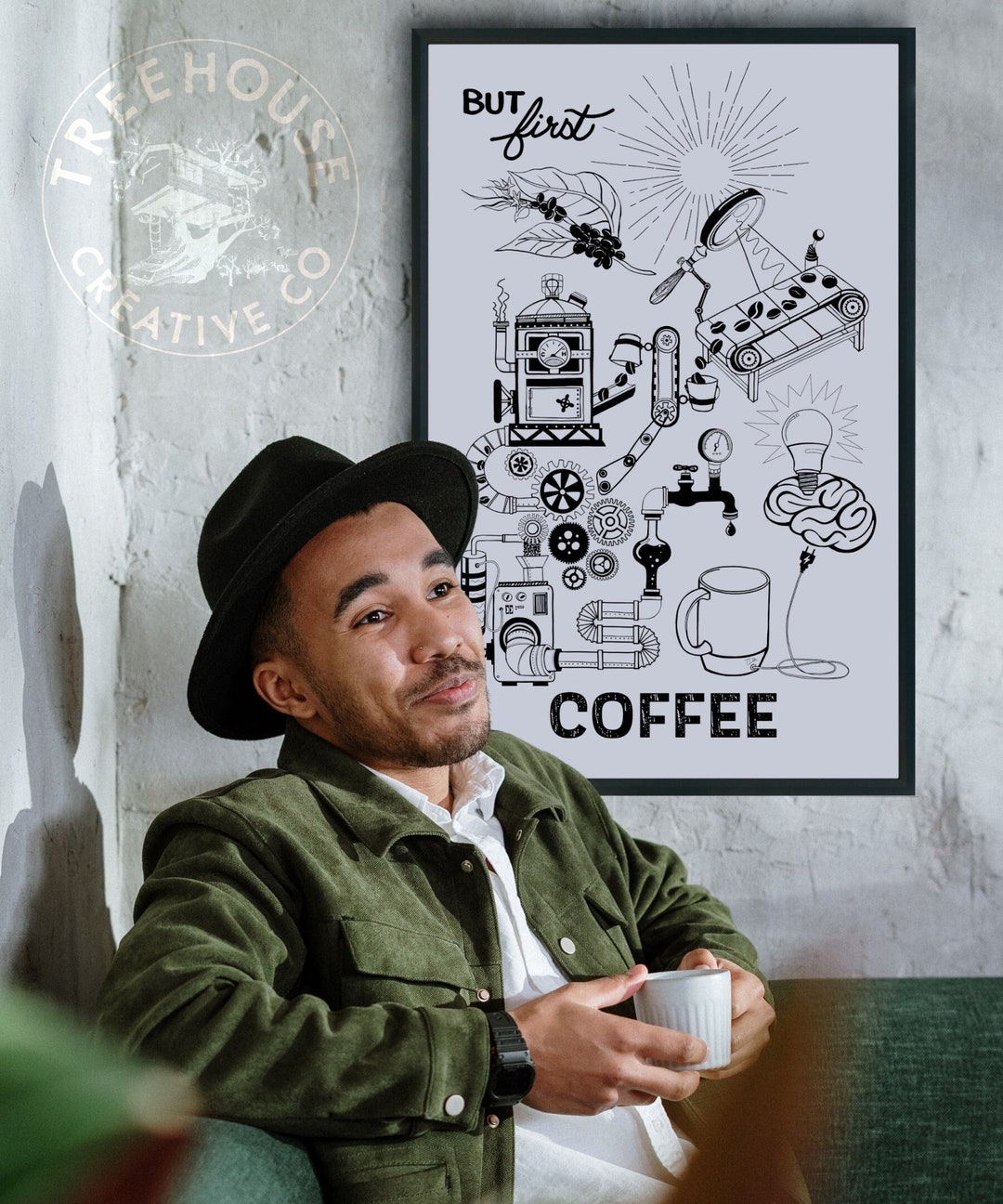 Coffee First, Printable File, Instant Digital Download, JPG, PDF, PNG ...
