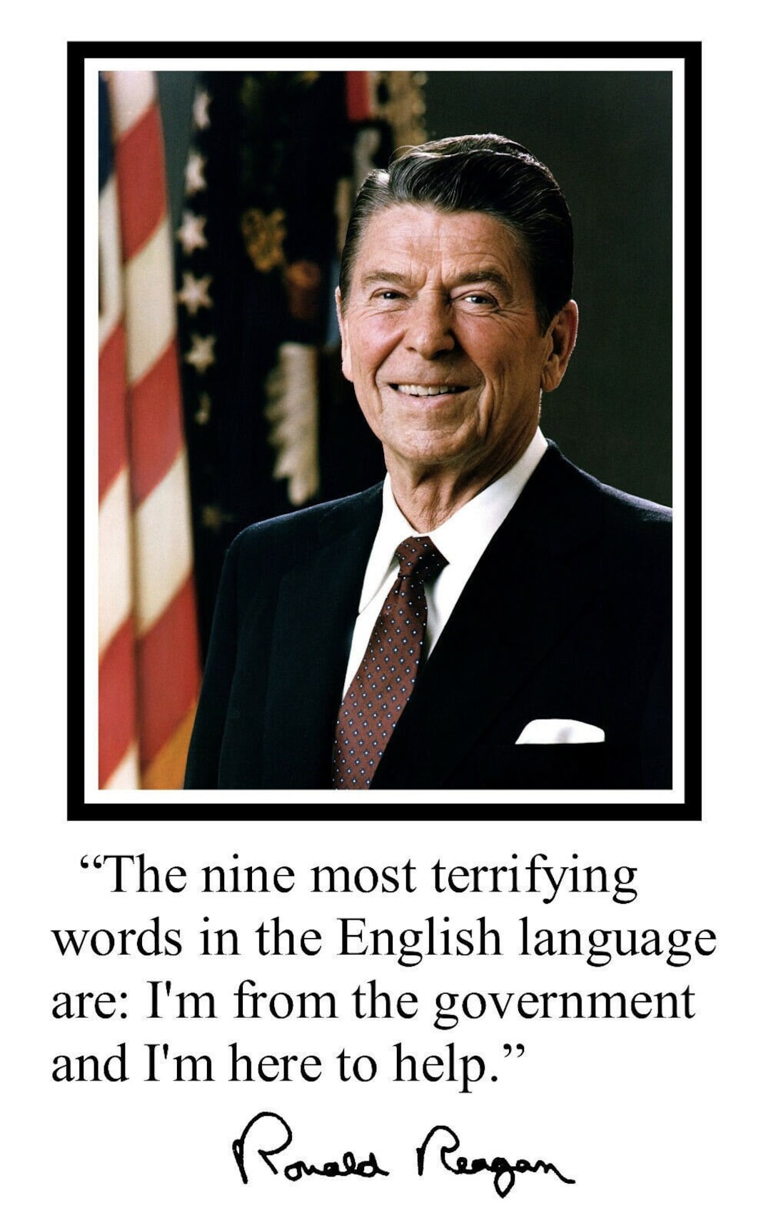 President Ronald Reagan Poster With Quote and Autograph 11' by 17 ...