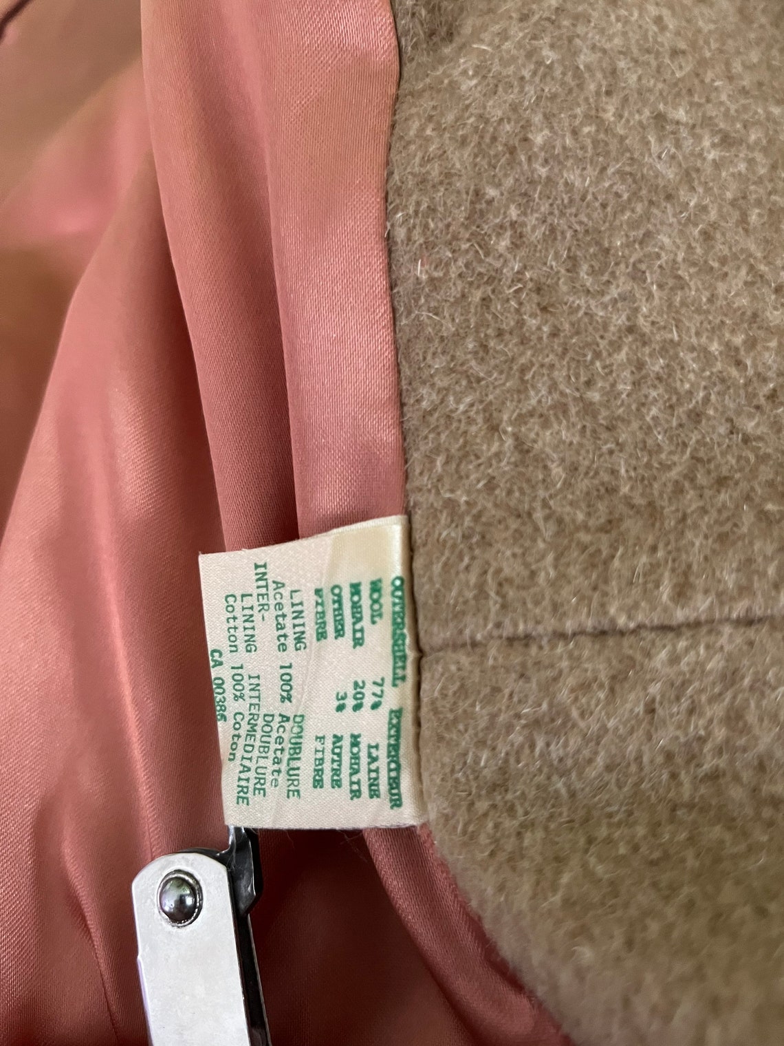 1960s Fur Collar Coat, Wool & Mohair Beige and Peach, Peacoat, Simpsons ...