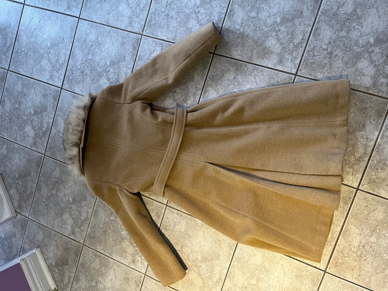 1960s Fur Collar Coat, Wool & Mohair Beige and Peach, Peacoat, Simpsons ...