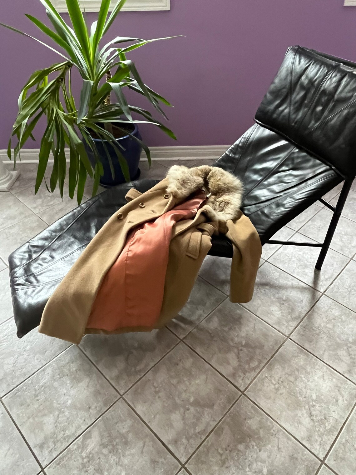 1960s Fur Collar Coat, Wool & Mohair Beige and Peach, Peacoat, Simpsons ...