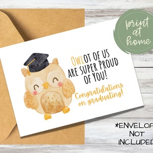 Printable Graduation Card for Her | Cute Owl Graduation Greeting ...