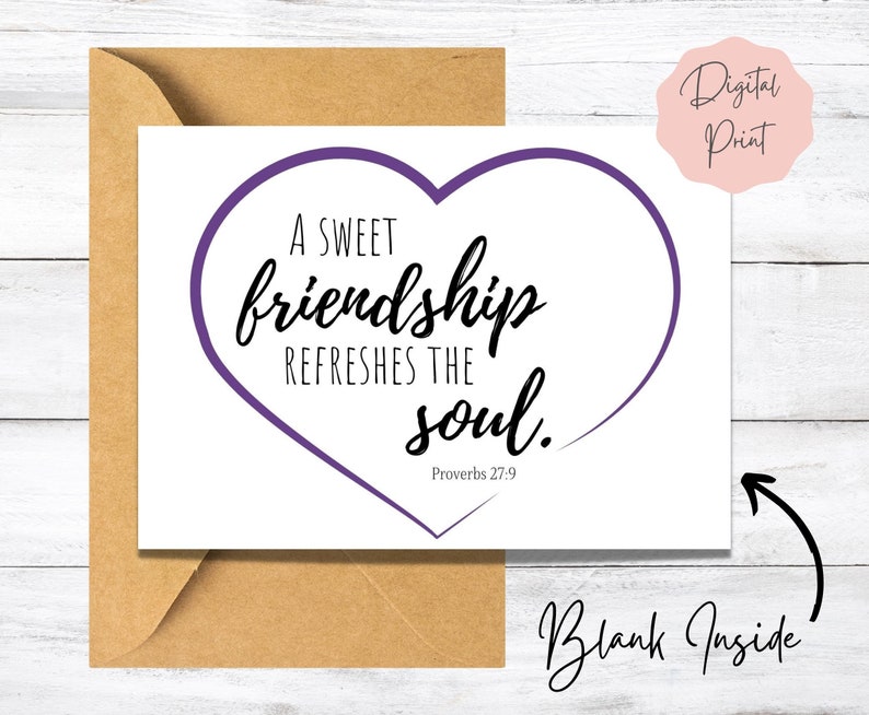 Printable Card With Scripture Digital Cards Friendship - Etsy