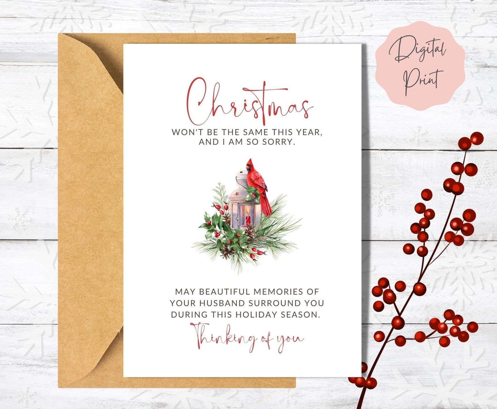 Printable Cardinal Sympathy Card for Friend Who Has Lost Husband at ...