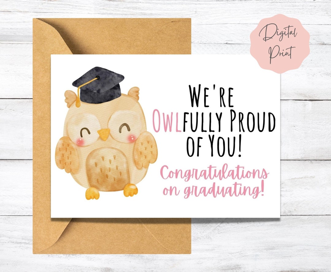 Printable Graduation Card Owl Graduation Card Digital Card - Etsy
