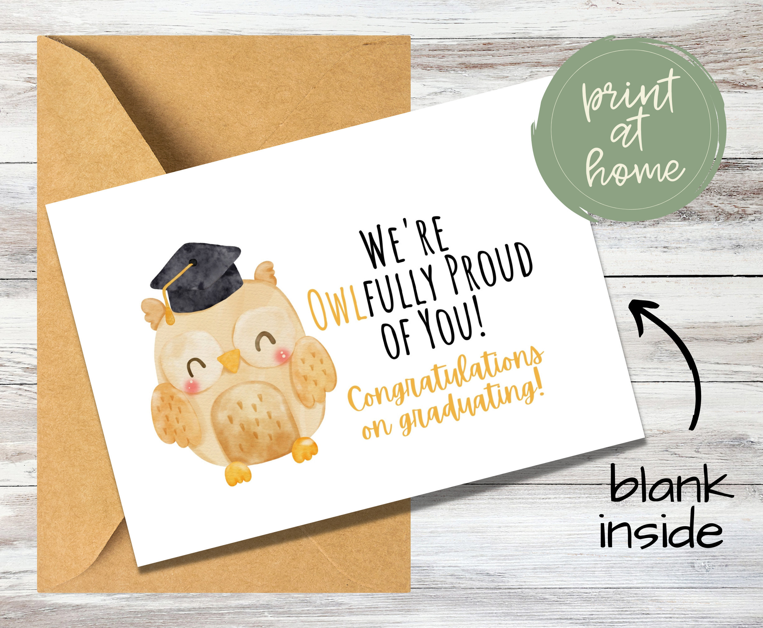 Printable Graduation Owl Card for Her Cute High School Printable ...