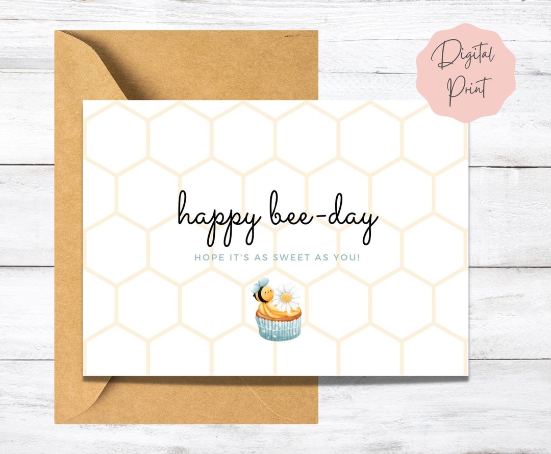 Printable Bee Themed Birthday Card for Her | Cute Birthday Card With ...