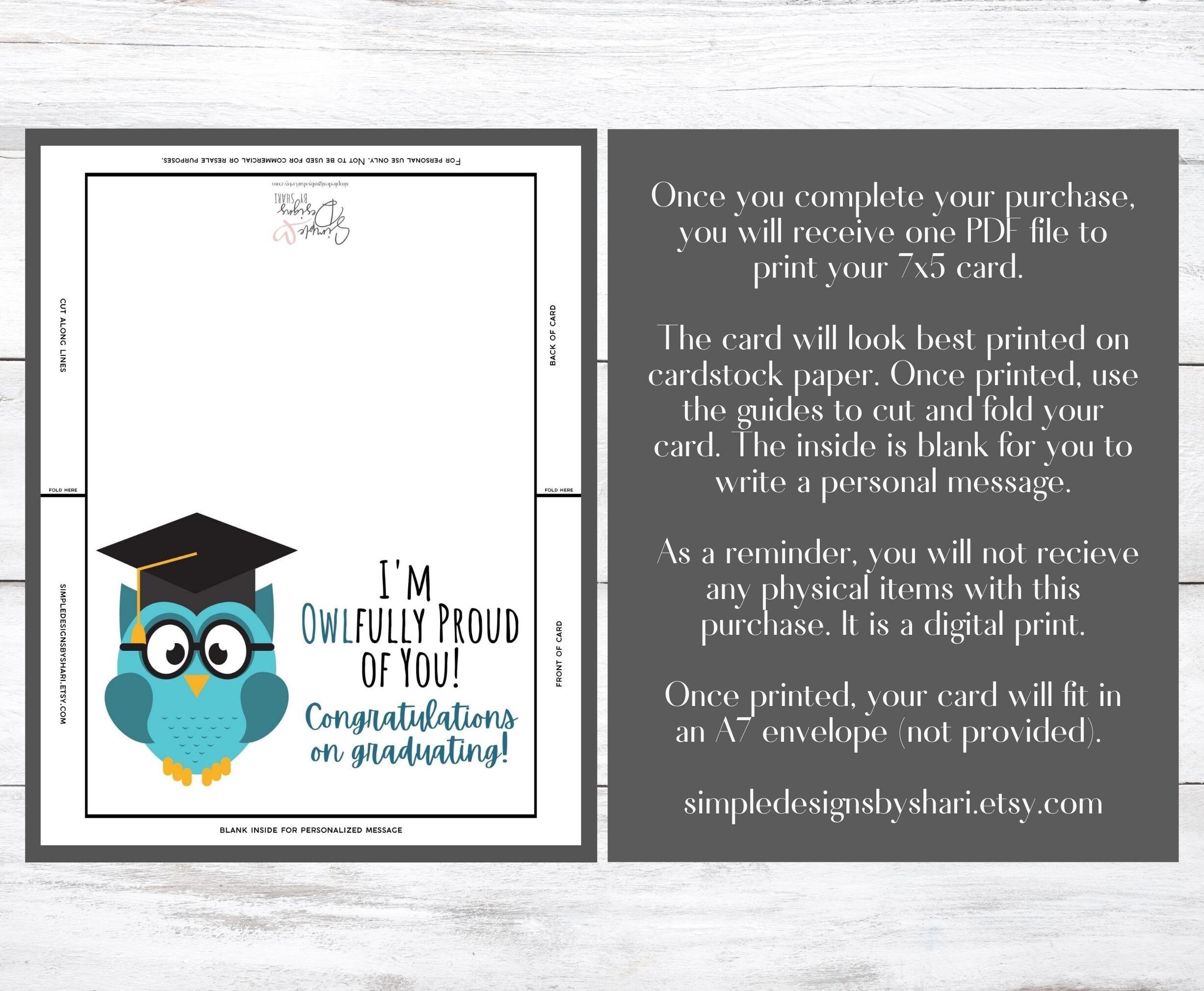 Printable Graduation Card High School Graduation Card - Etsy