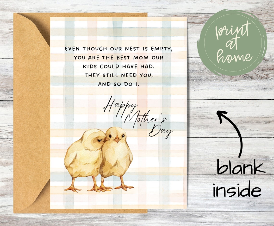 Printable Mother's Day Card for Empty Nest Mom From Husband Empty ...