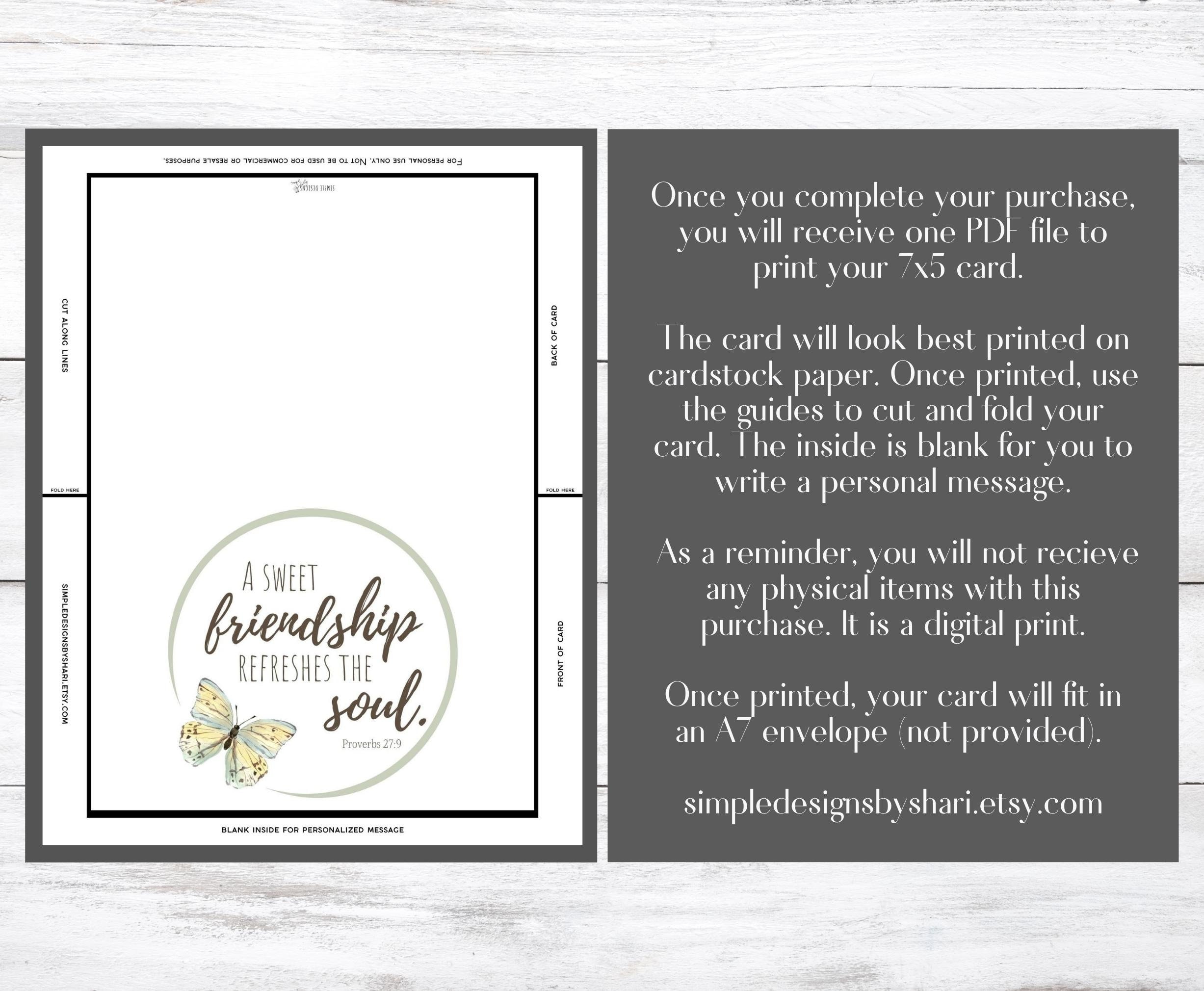 Printable Cards for Friends Inspirational Digital Card Meaningful Card ...