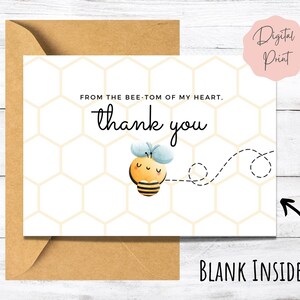 Printable Thank You Card With Cute Bee Theme | Digital Thank You Note ...