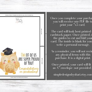 Printable Graduation Card for Her Cute Owl Graduation Greeting Blank ...