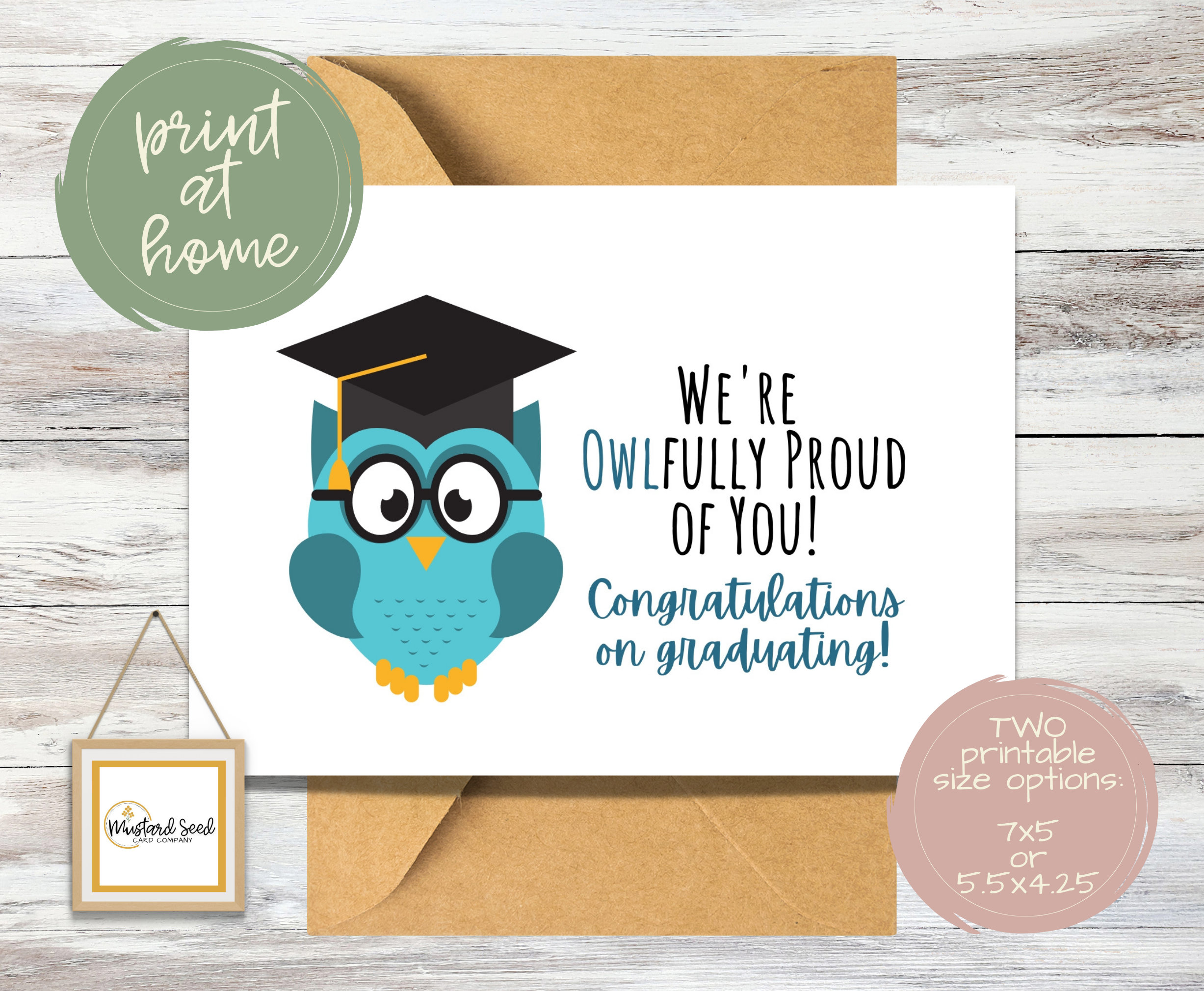 Printable Owl Graduation Card for Preschool, High School or College ...