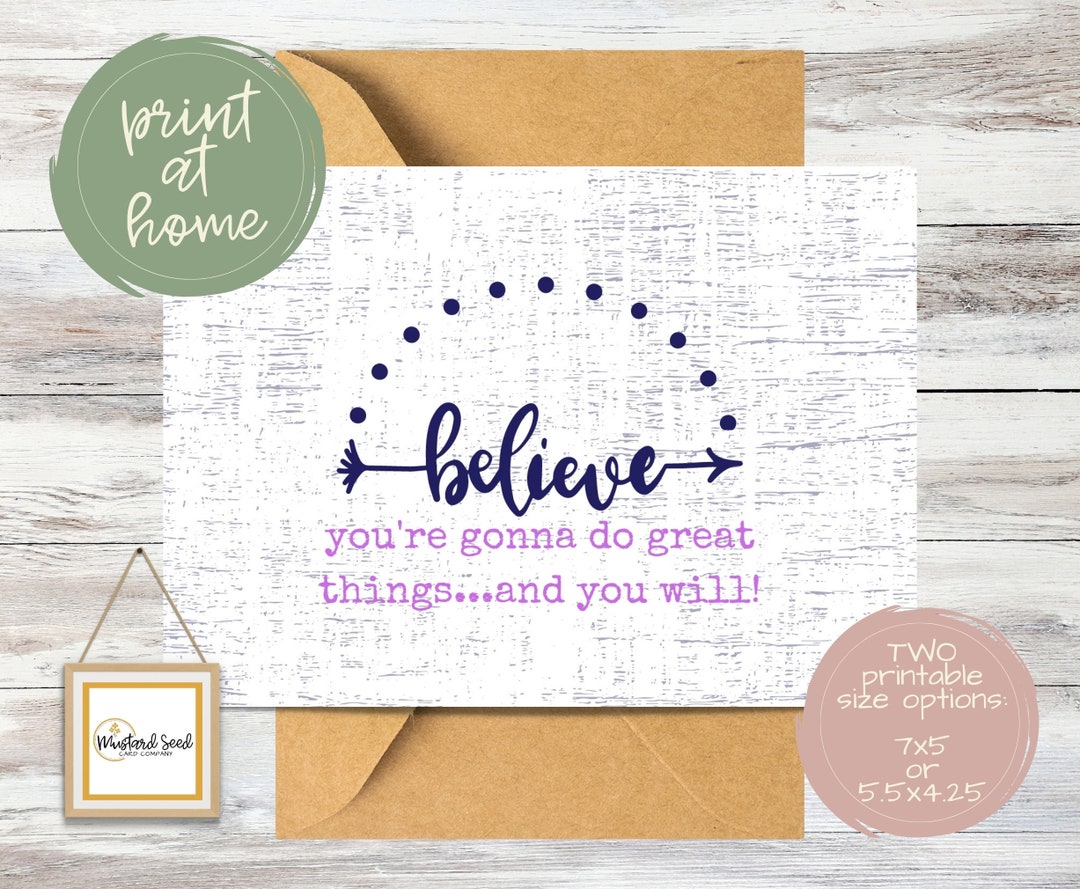 Printable Believe in Yourself Card | Card to Encourage Someone Working ...