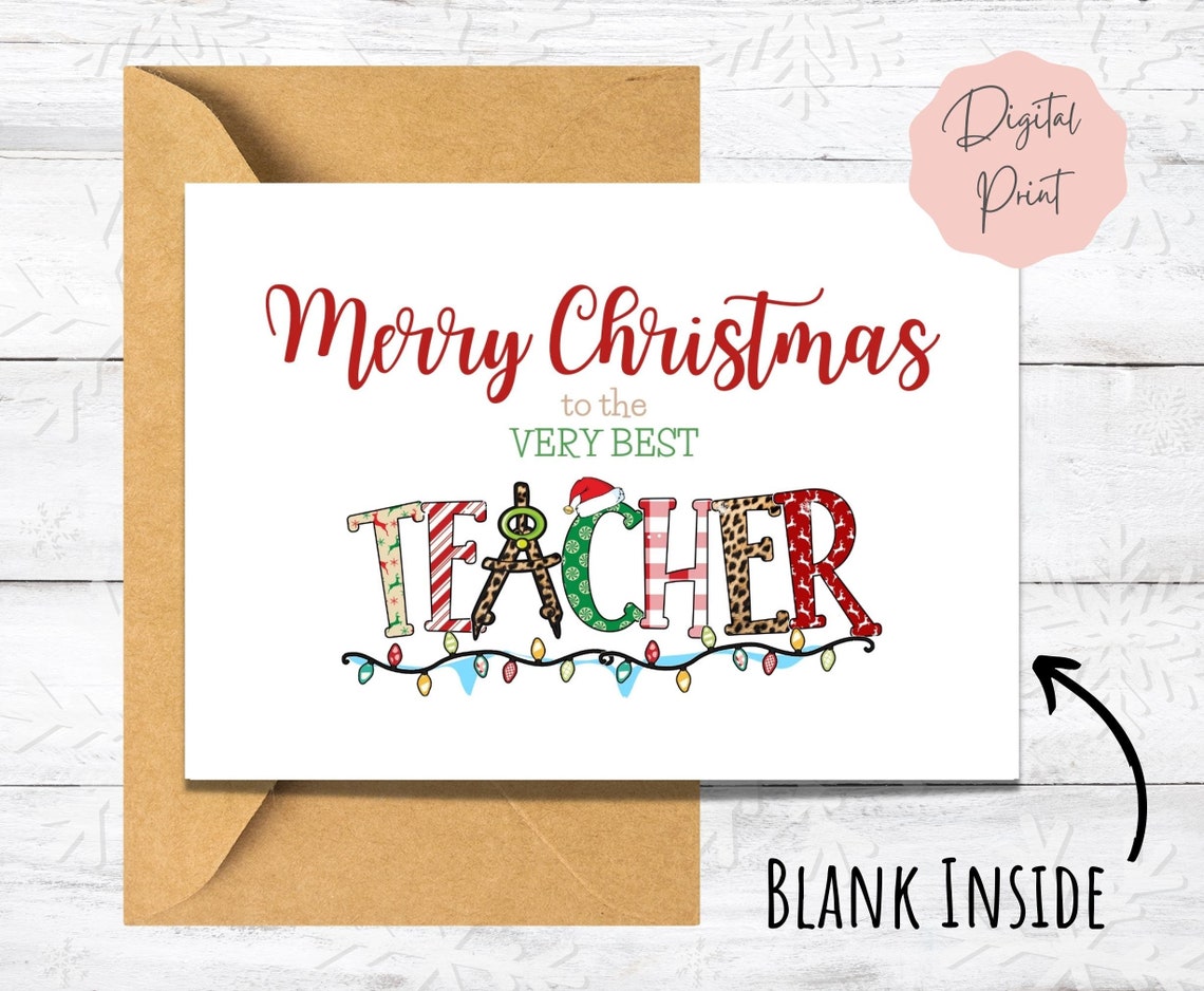 Printable Christmas Card for Teacher | Christmas Card From Kids to ...