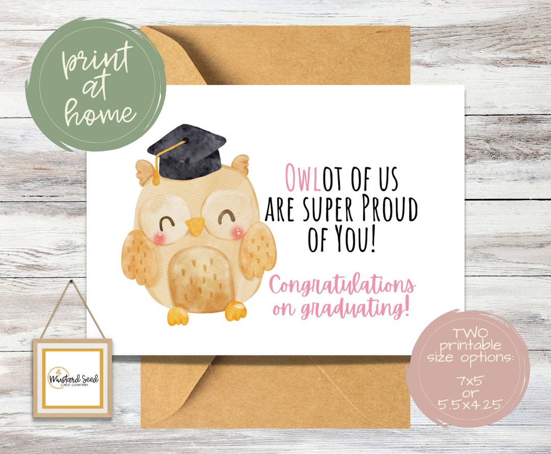 Printable Graduation Card | Owl Graduation Card | Digital Graduation ...