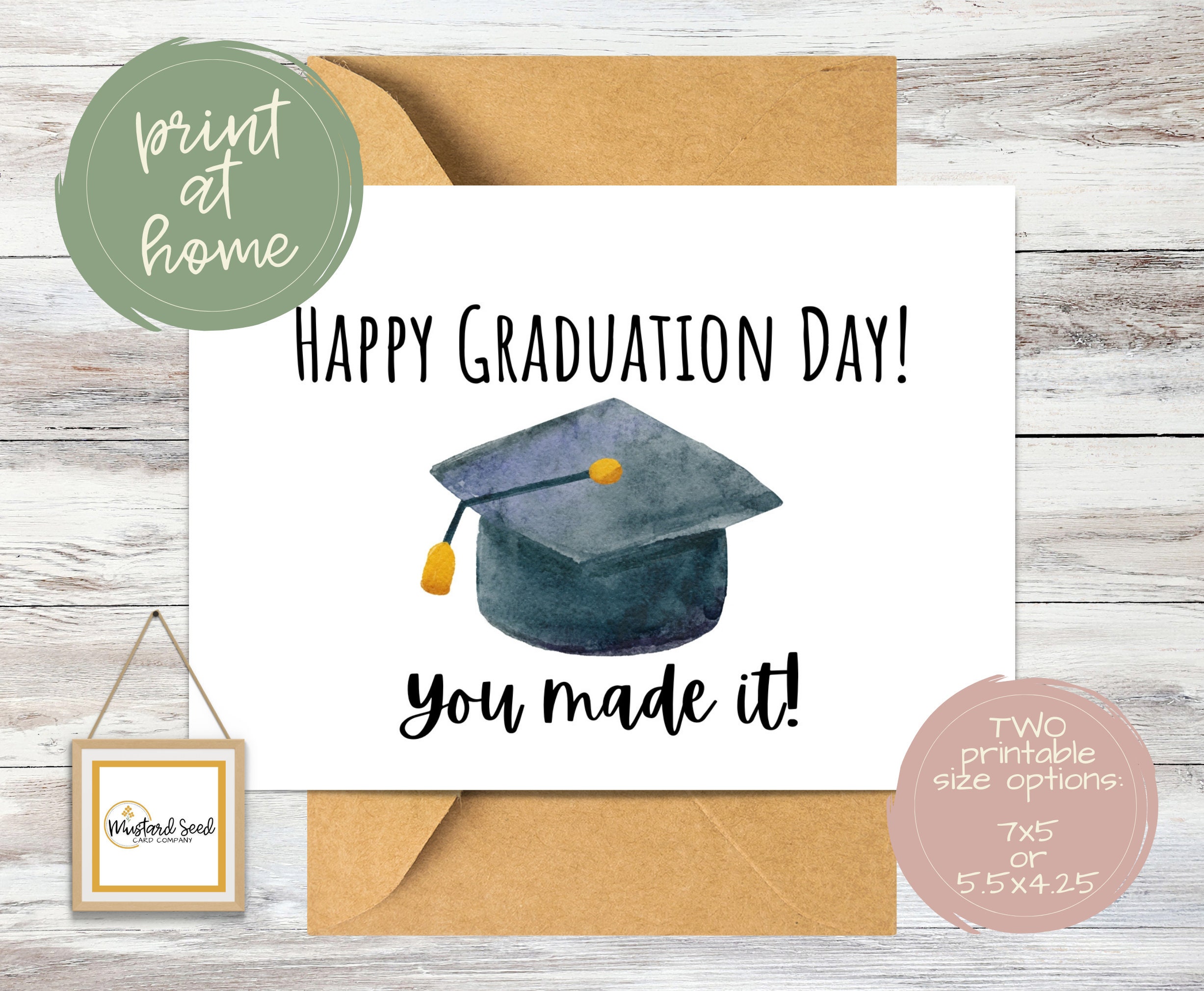 Printable Graduation Card | Graduation Cap Design (PDF) - Etsy