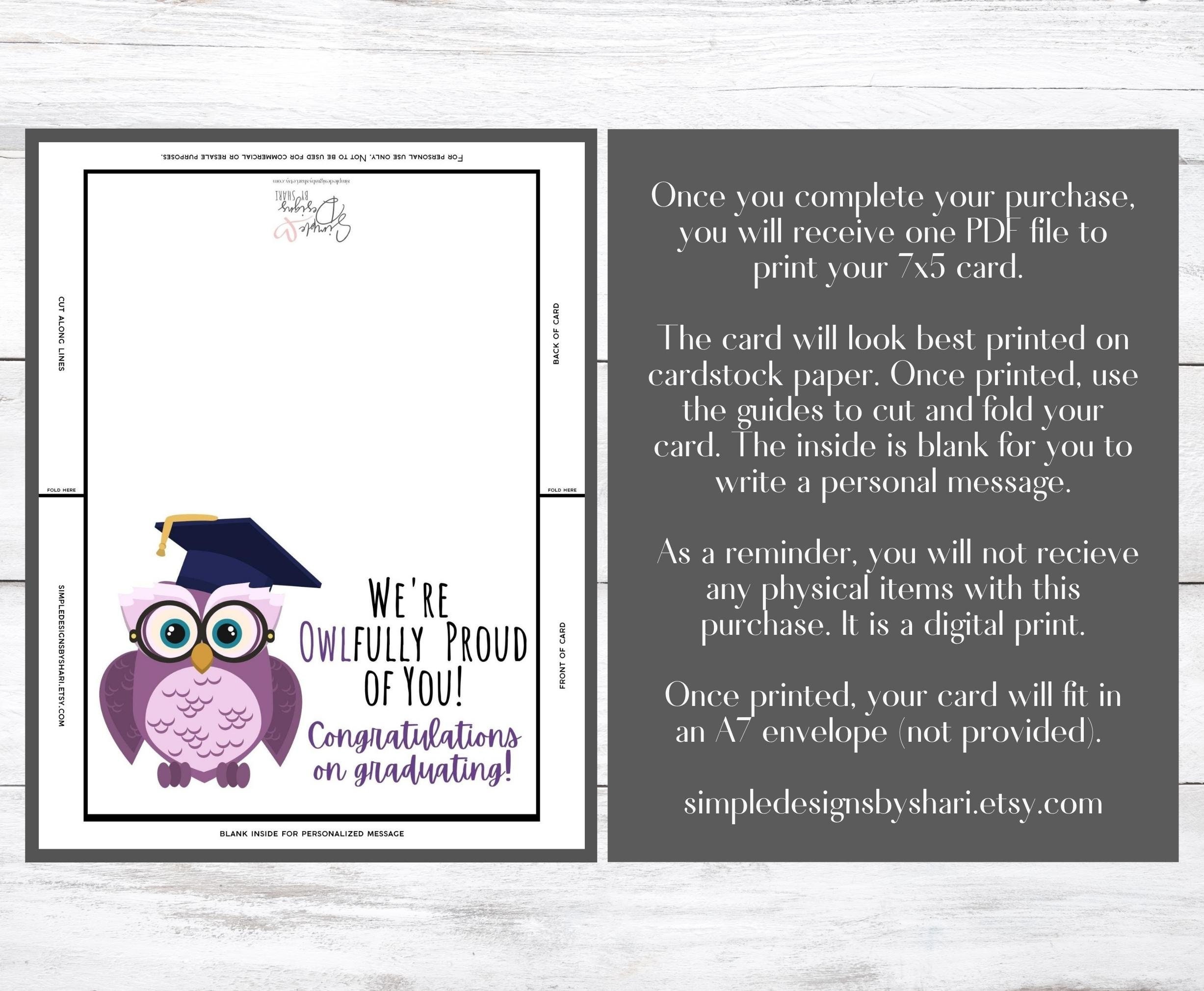 Downloadable Graduation Card Printable Card for Graduation - Etsy