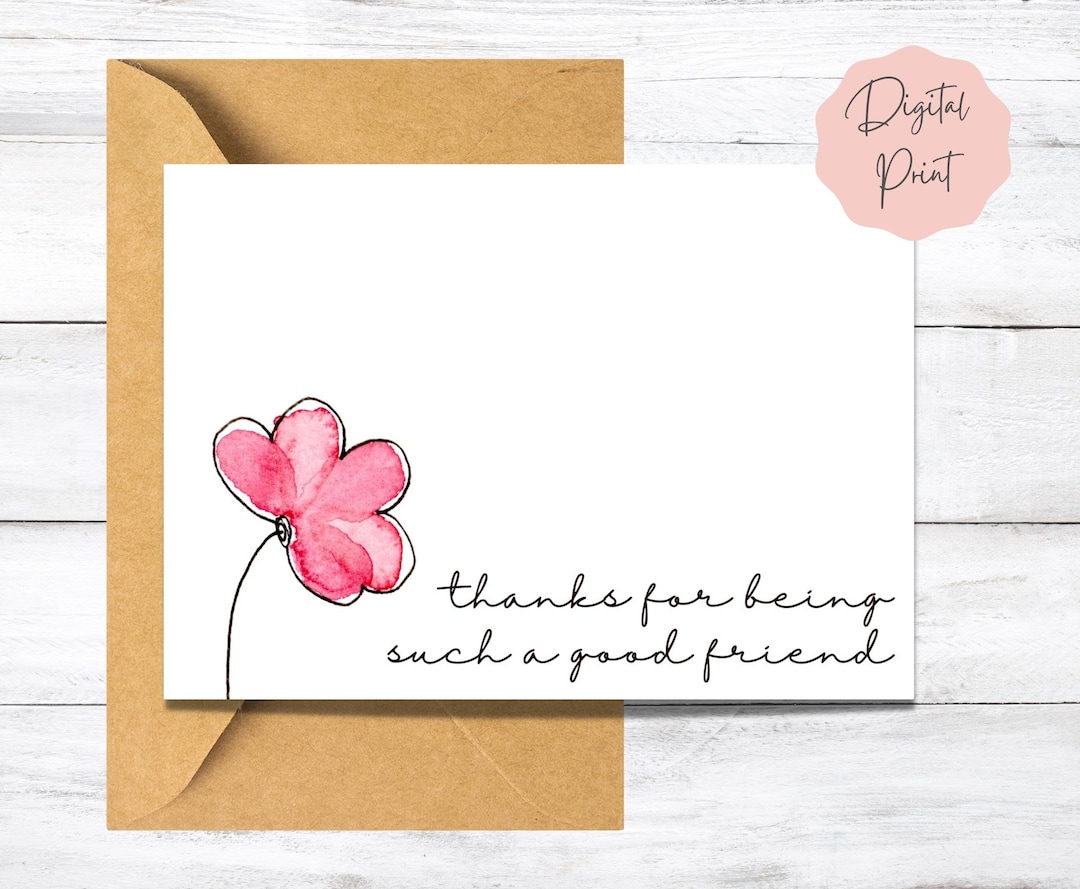 Printable Card to Say Thank You to a Good Friend - Etsy