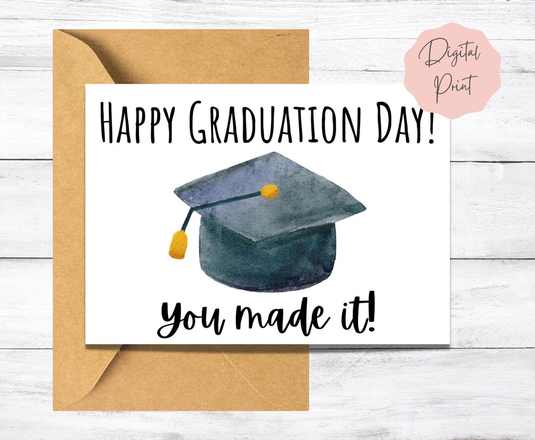 Graduation Cap Printable Card Digital Graduation Card Downloadable Owl ...