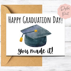 Graduation Cap Printable Card Digital Graduation Card Downloadable Owl ...