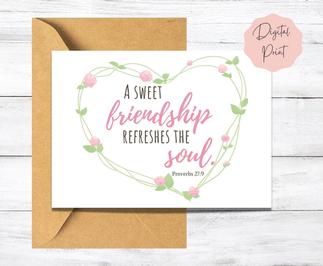 Printable Card With Scripture for Friend Floral Heart Inspirational for ...