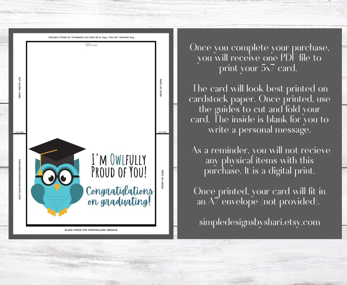 Printable Graduation Card High School Graduation Card | Etsy