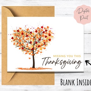 Printable Thanksgiving Card for Someone Who is Away | Missing You at ...