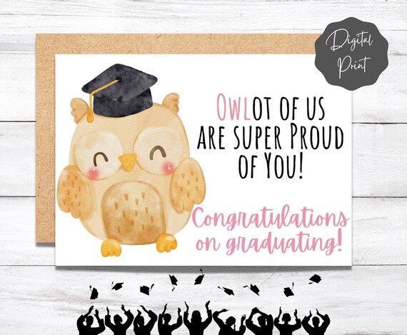 Printable Graduation Card Owl Graduation Card Digital | Etsy