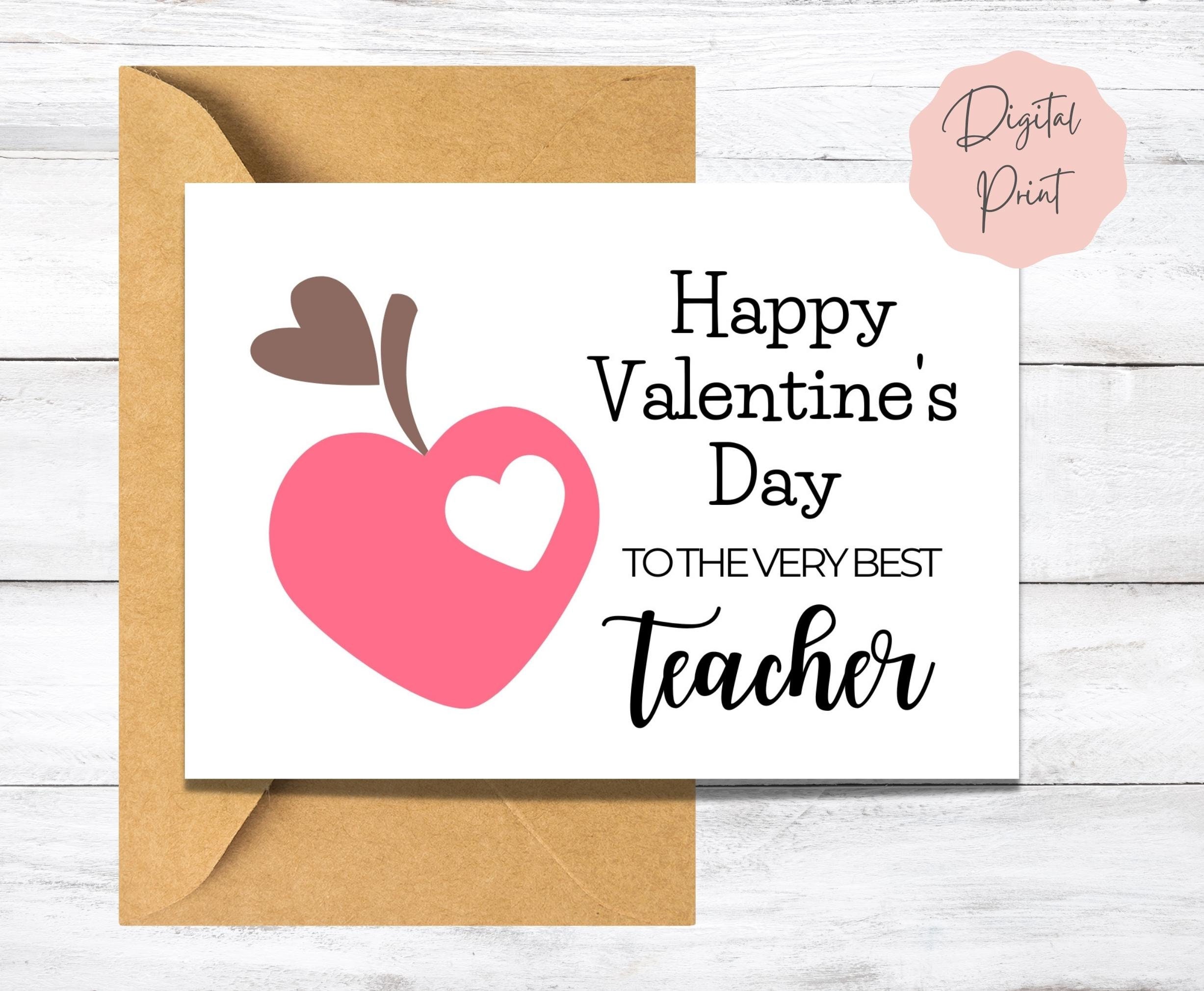 Printable Valentine for Teacher, Digital Valentine's Day Card for ...