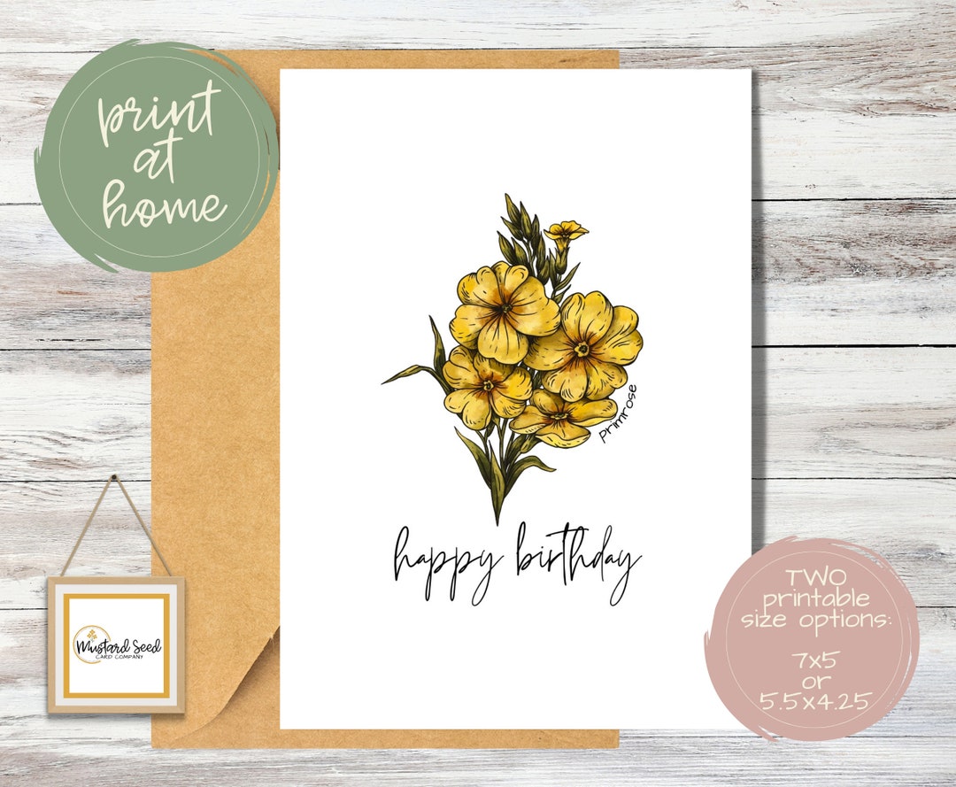 Printable Birth Month Flower Birthday Card February - Primrose ...