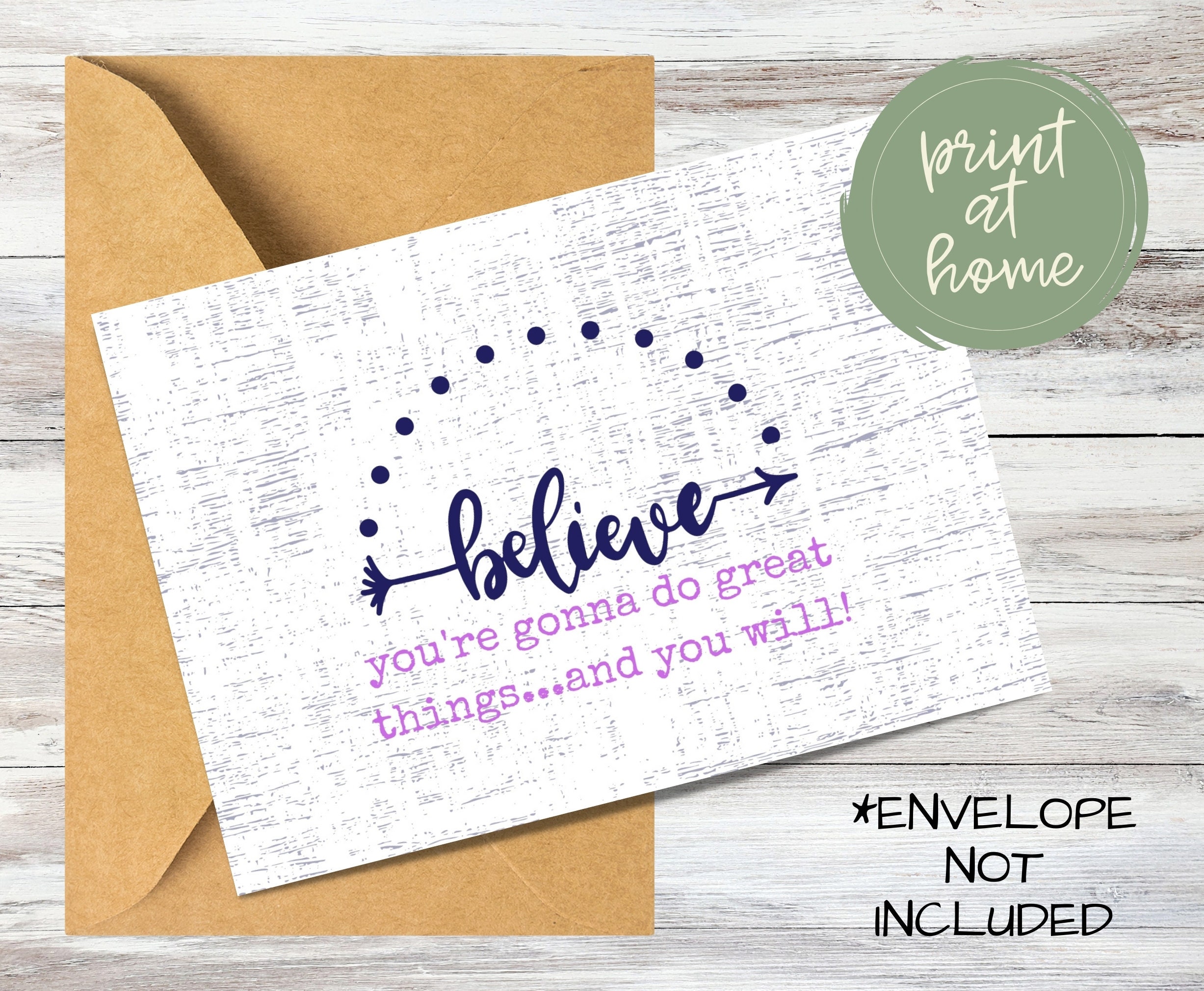 Printable Believe in Yourself Card | Card to Encourage Someone Working ...