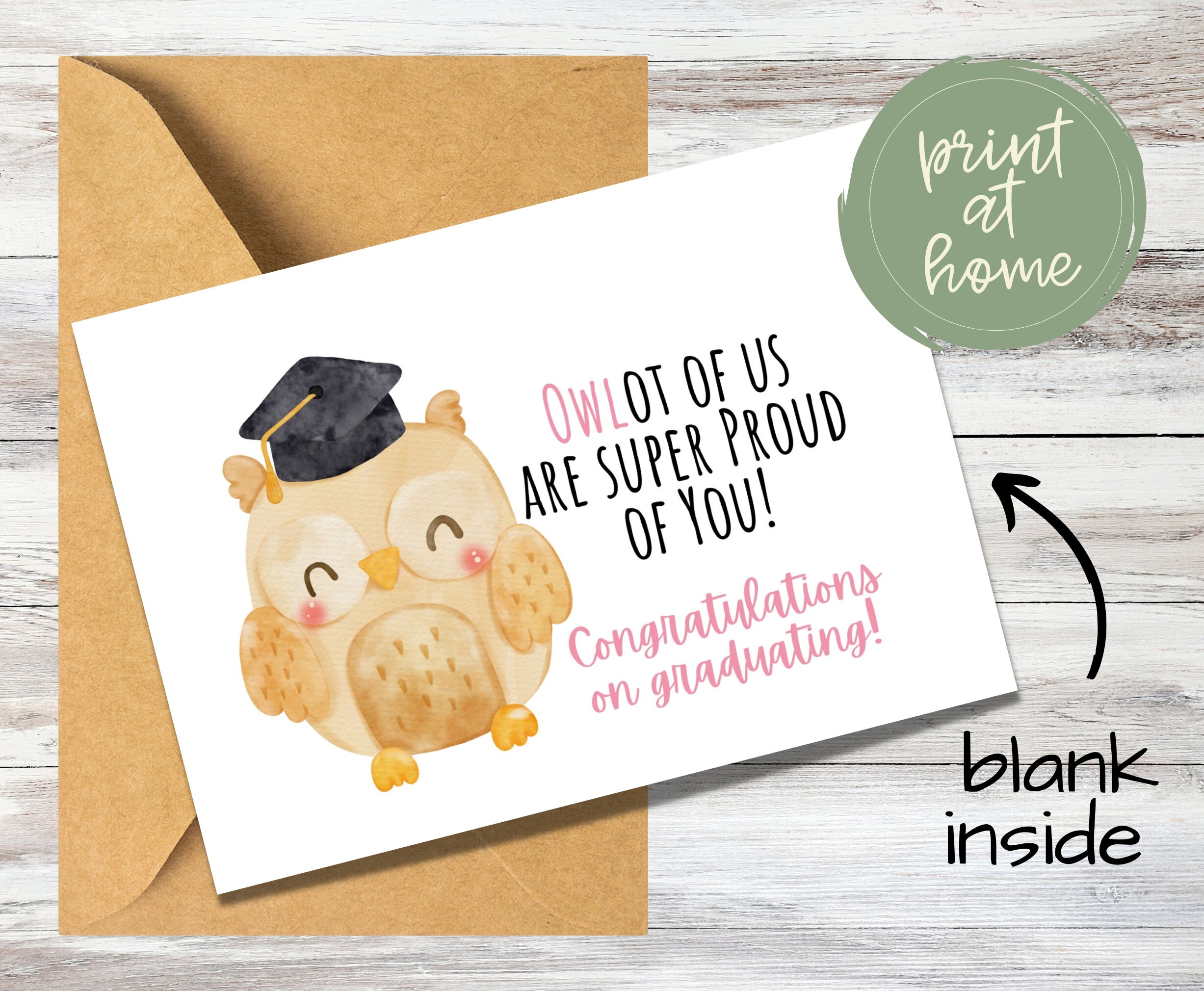 Printable Graduation Card | Owl Graduation Card | Digital Graduation ...